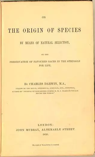 halaman judul untuk On the Origin of Species