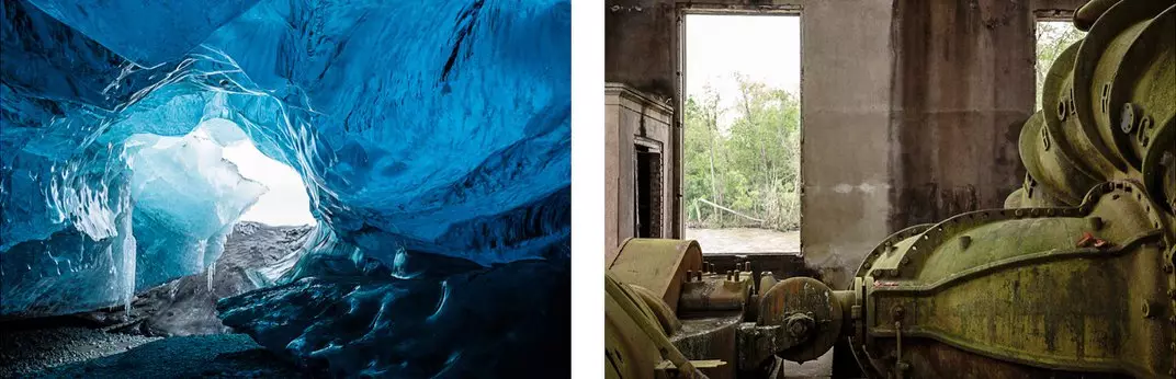 Ľadová jaskyňa na Islande vedľa vodného čerpadla v Morgan City
