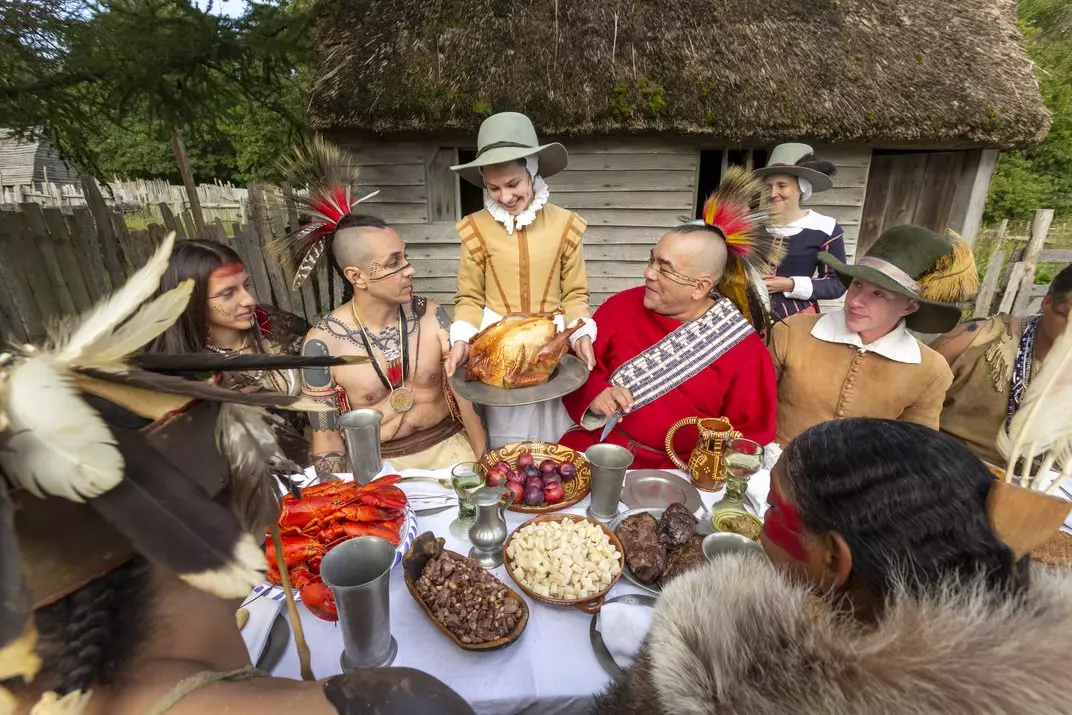 Een moderne re-enactment van de eerste Thanksgiving