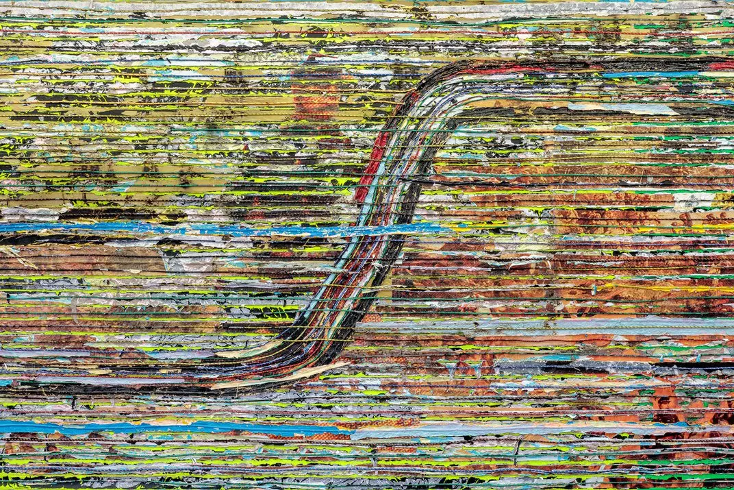 एक विवादित अमेरिका की सतह पर मार्क ब्रैडफोर्ड की पेंटिंग स्क्रैच