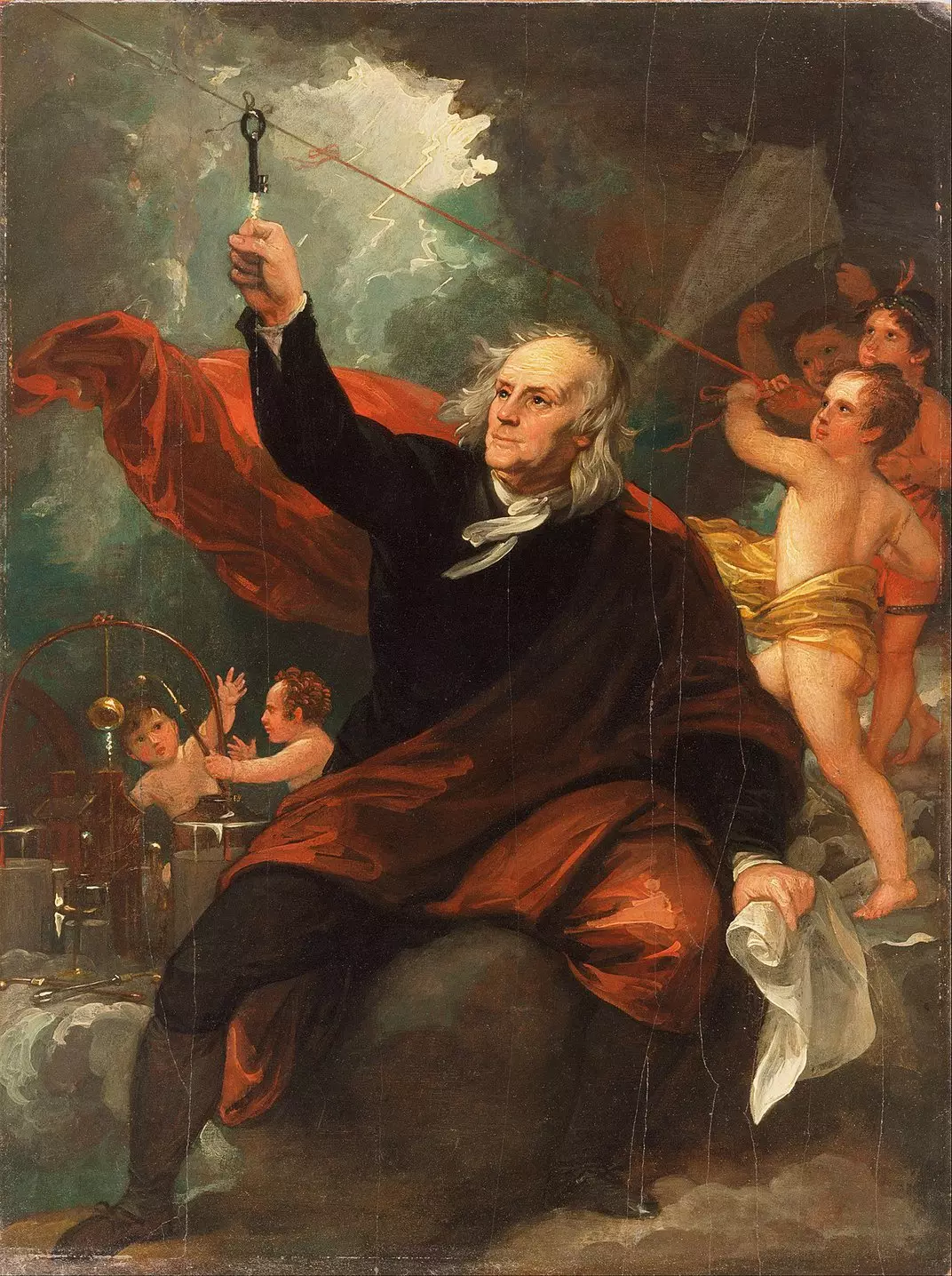 Benjamin West, Benjamin Franklin desenhando eletricidade do céu, por volta de 1816