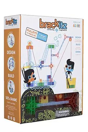Förhandsgranska miniatyrbild för 'Brackitz Pulley Set for Kids | Byggleksak för pojkar och flickor i åldrarna 4, 5, 6, 7, 8 år | STEM Discovery Learning Kit | Bästa pedagogiska byggleksaker för barn | 77 st set