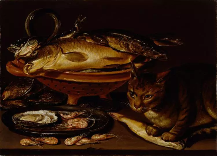 Clara Peeters Stilleben fisk og kat