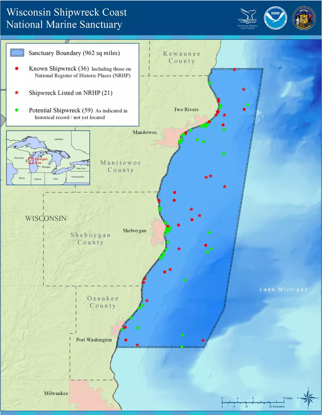 최신 국립 해양 보호 구역은 미시간 호수에 있습니다. 탐색 방법은 다음과 같습니다.