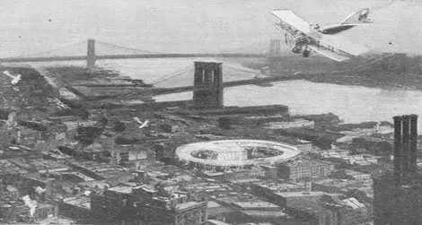 A circular landing track imagined for New York in 1919