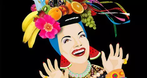 Brasiilia pomm Carmen Miranda, tutti-frutti mütsiga daam