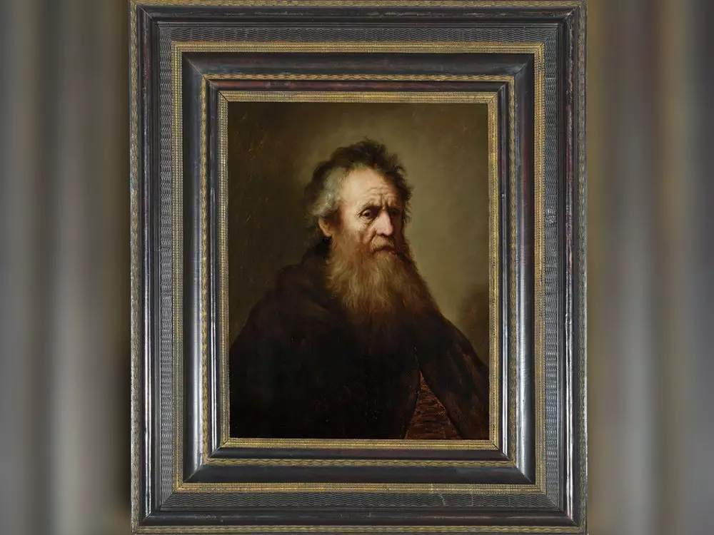 Kullatud raamis portree eakast mehest, kel on habe habe, hallid juuksed ja seljas lihtne tume rõivas