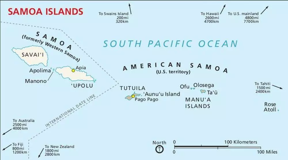 อเมริกันซามัวเป็นอาณาเขตของสหรัฐอเมริกาที่ครอบคลุมเกาะเจ็ดเกาะในแปซิฟิกใต้