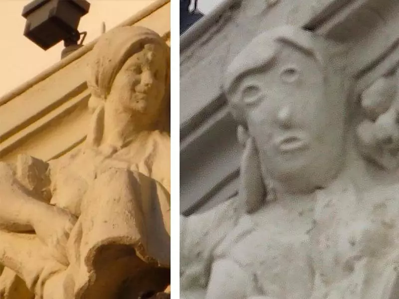 Die ursprüngliche Skulptur (links) und die