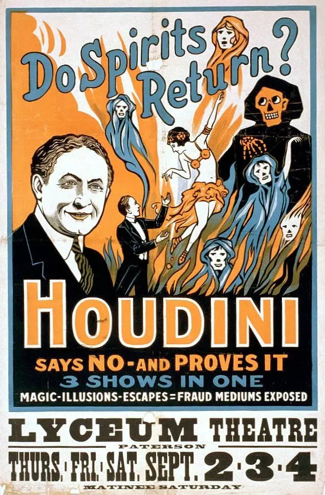 Poster pubblicitari Houdini mostrano lo spiritualismo sfatato