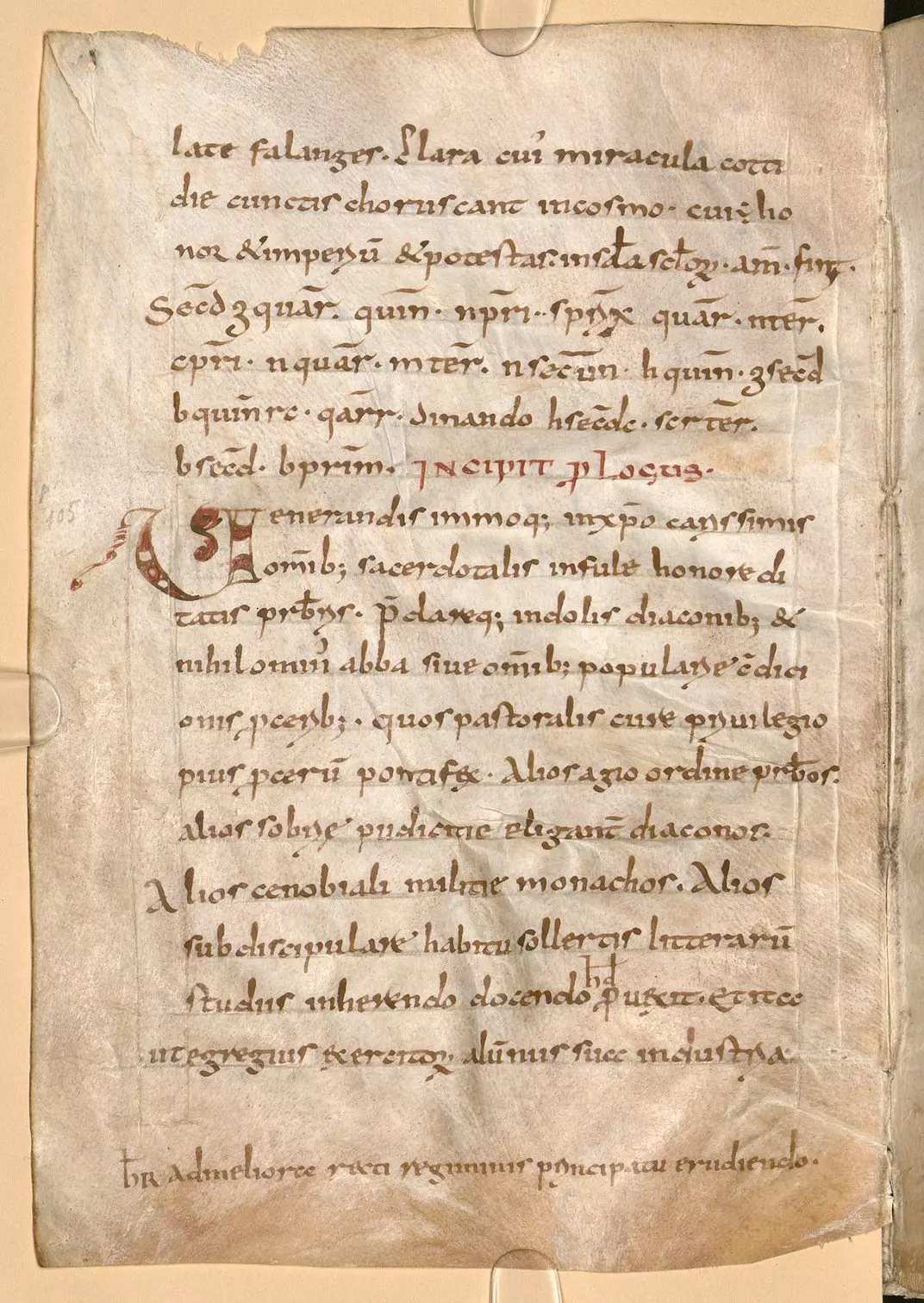 Rukopis se skrytým kódem identifikujícím autorku textu saskou jeptišku Hugeburc