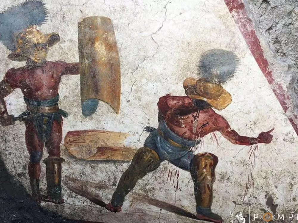Arqueólogos descubren fresco de gladiador ensangrentado en Pompeya