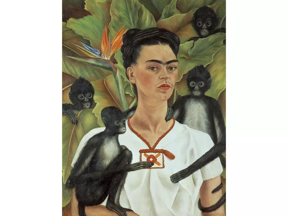 Фрида Кало, маймылдар менен тартылган автопортрет