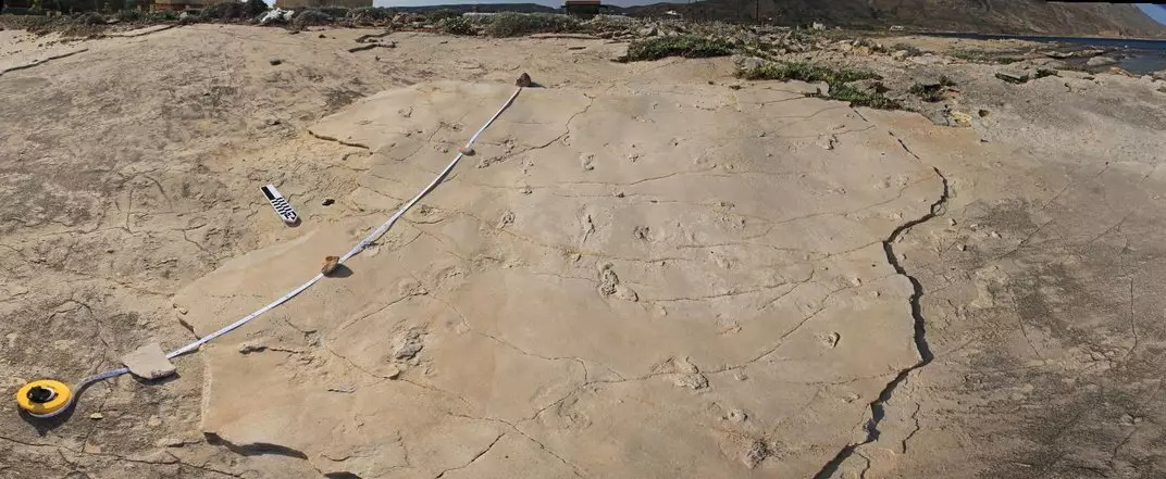Udsigt over fodspor opdaget på Kreta i 2002