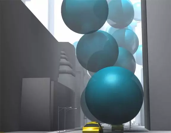 Wat as jo alle koaldiokside-emissies fan New York City ferfange troch grutte blauwe bouncy-ballen?