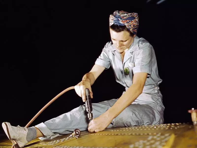 a worker at the Consolidated Aircraft Bomber Plant in Fort Worth, Texas