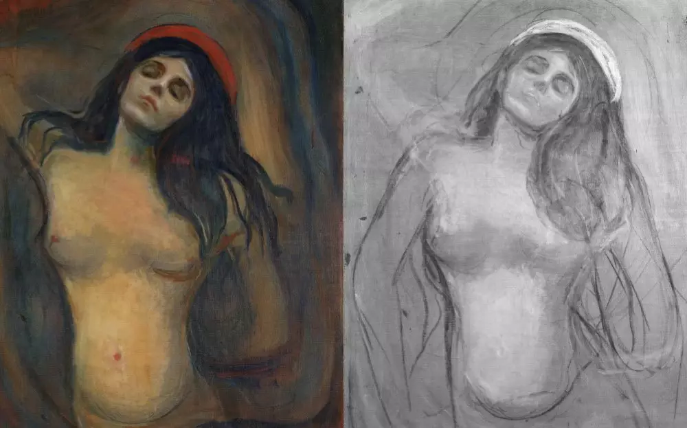 Hidden Sketch revele yon vèsyon pi tradisyonèl nan 'Madonna' sensual Edvard Munch.