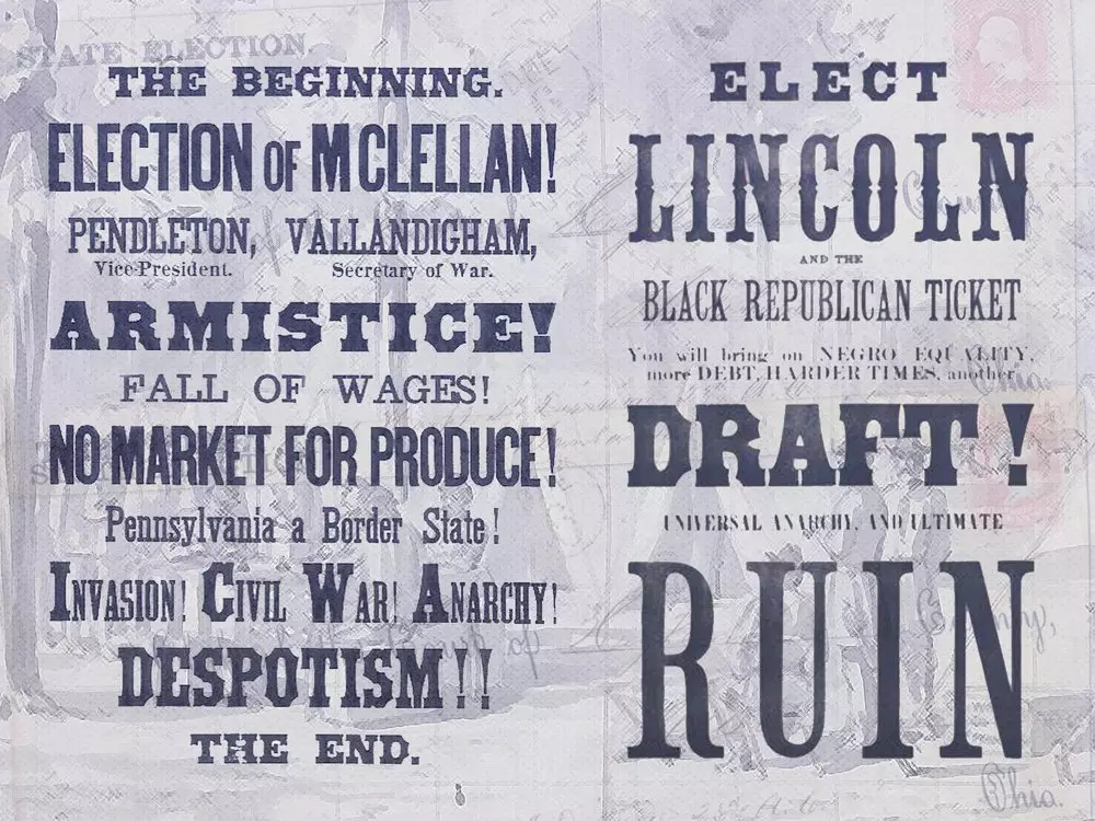 1864 年總統選舉的競選海報插圖