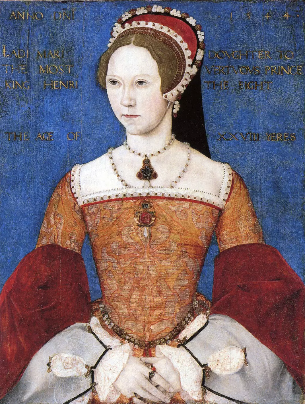 1544 年未來瑪麗一世、亨利和凱瑟琳的女兒的肖像