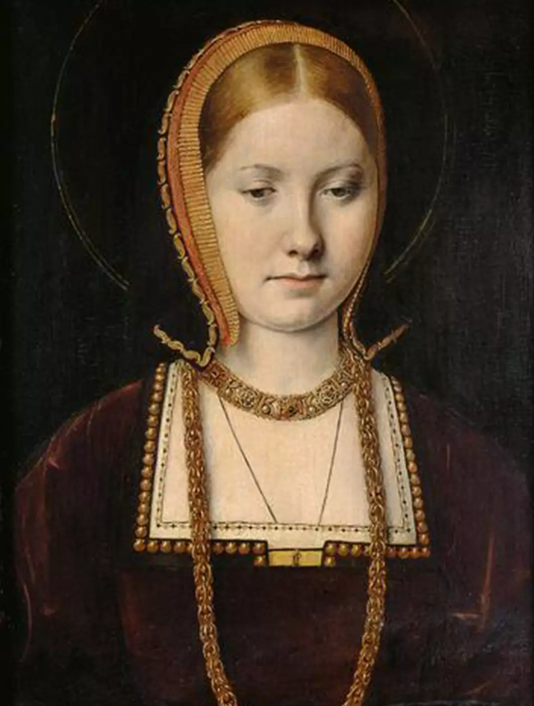 माना जाता है कि पोर्ट्रेट आरागॉन के एक युवा कैथरीन को चित्रित करता है