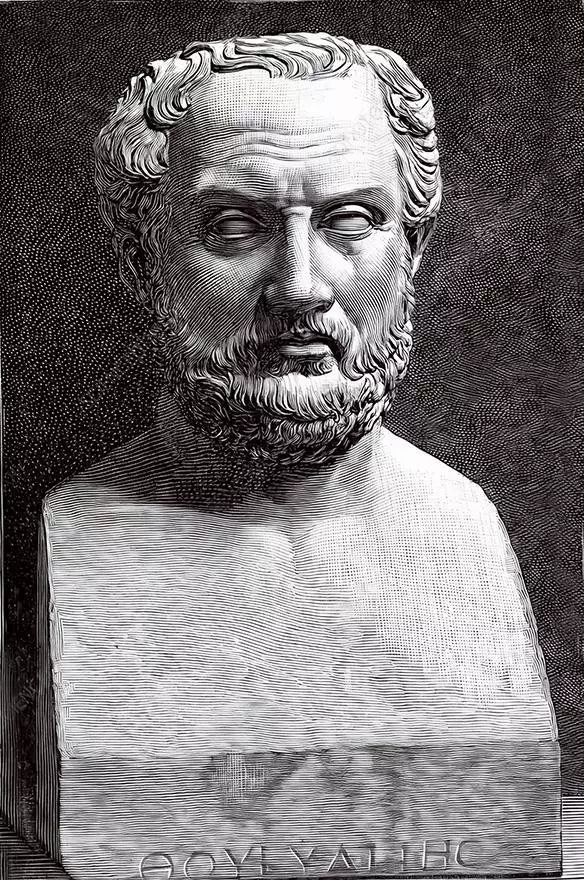 isang may larawang bust ni Thucydides