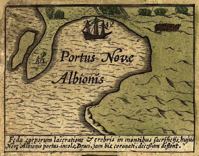 Mapa Portus Nova Albionis