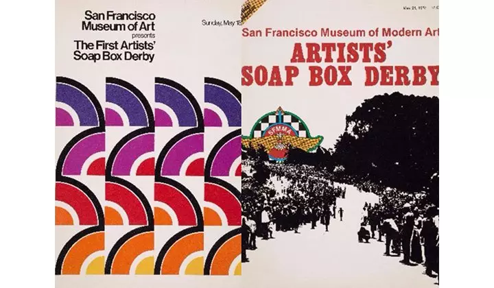 San Francisco Museum of Art nga programa para sa unang artists' soap box derby, 1975 Mayo 18. Jan Butterfield papers, 1950-1997; Opisyal nga magasin sa San Francisco Museum of Modern Art artists' soap box derby, 1978 Mayo 21. Jan Butterfield nga mga papel, 1950-1997