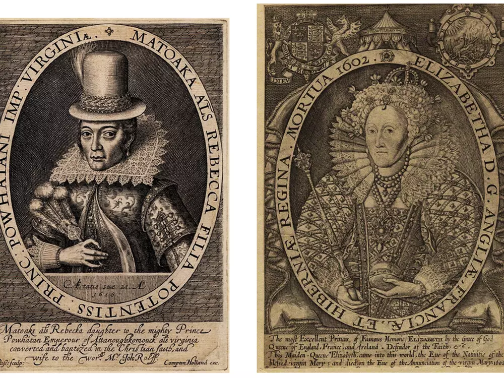 Ukiran Pocahontas yang terkenal yang dibuat oleh Simon van de Passe (1595–1647) mencerminkan ukiran Renold Elstrack (1570–1625 atau setelahnya) dari Ratu Elizabeth—dan 31 ukiran penguasa Inggris lainnya yang diterbitkan pada tahun 1618 di