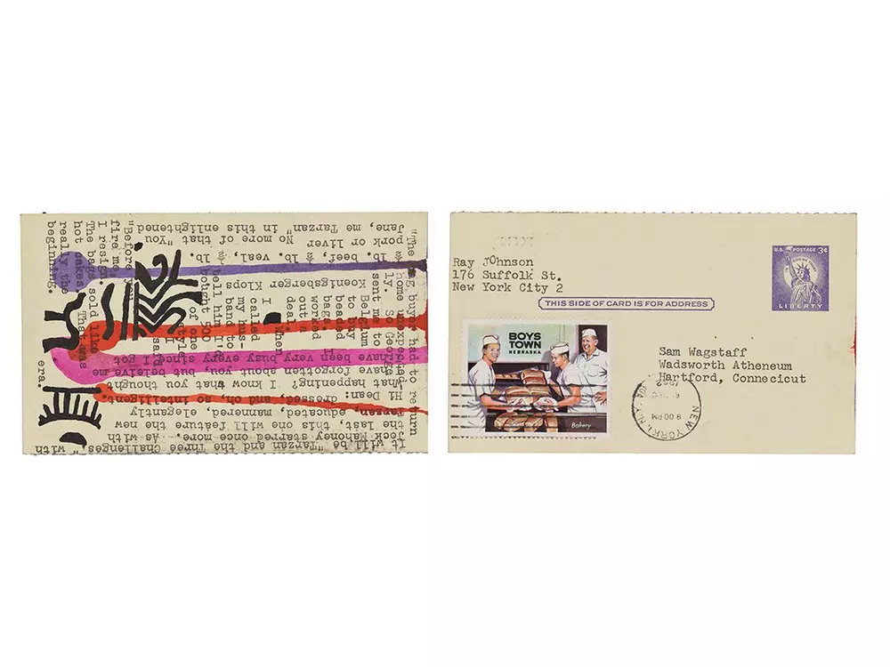 Ray Johnson mail art to Samuel J. Wagstaff, 1962. Samuel Wagstaff papers, 1932-1985. Arhivele de Artă Americană, Instituția Smithsonian.