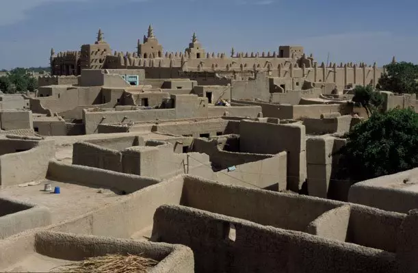 Mit Blick auf die Dächer von Djenné, Mali.