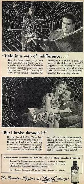 Vintage reklamy Lysolu nenápadně přiměly ženy, aby používaly jeho dezinfekční prostředek jako antikoncepční prostředek