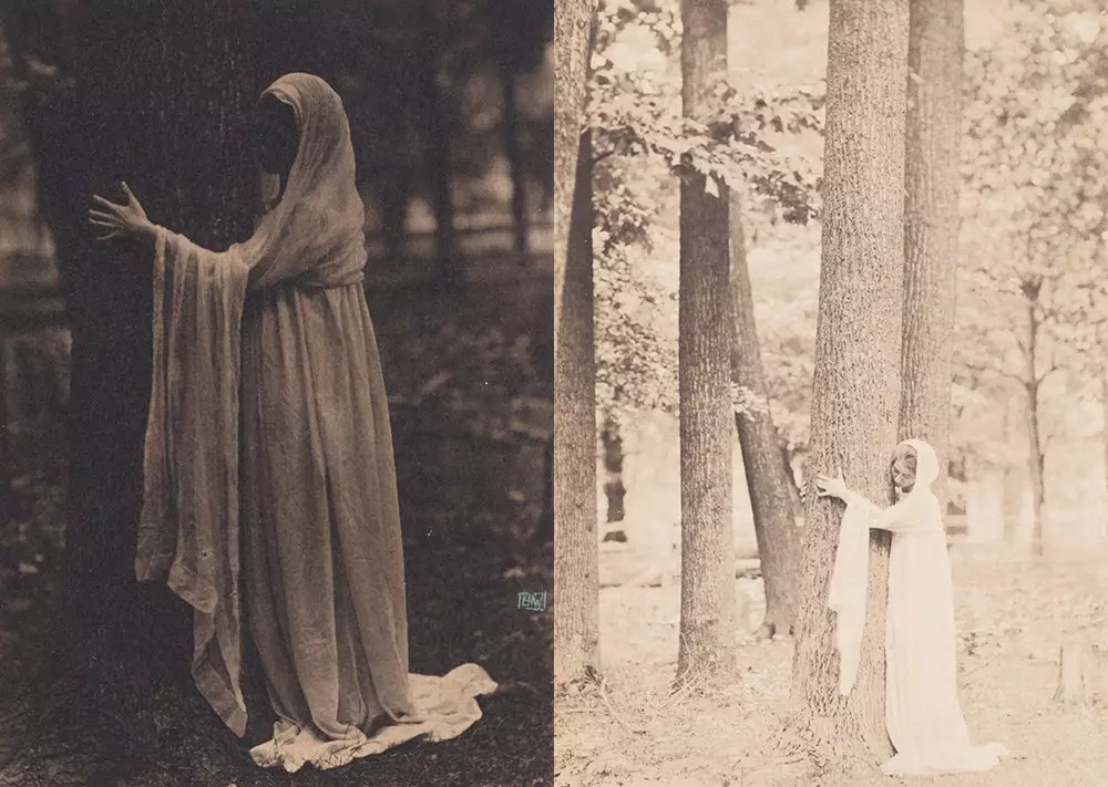 Violet Oakley i to positurer fotografert av Eva Watson-Schütze