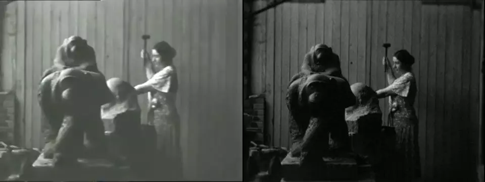 1934-1936-жылдары Париж студиясынын жана зоопаркынын үй тасмаларынан кадрлар. Марион Санфорд менен Корнелия Чапендин документтери, 1929-1988. Америкалык искусство архиви, Смитсон институту.