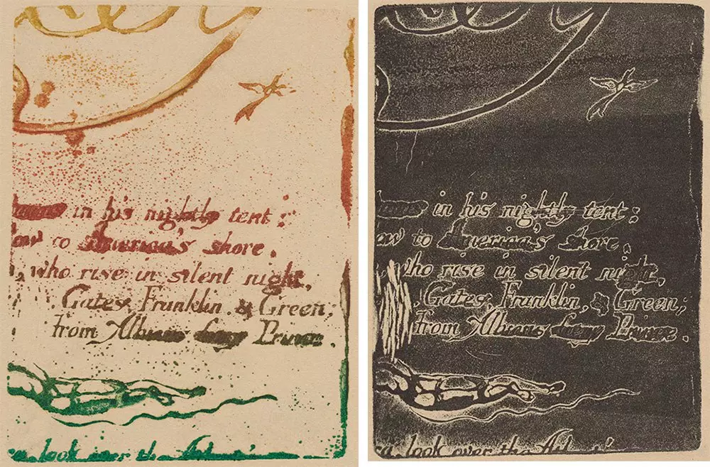 William Blake tarafından orijinal bir plakadan yapılmış iki baskı