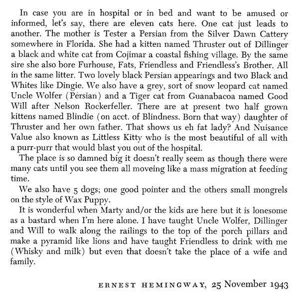 Bức thư năm 1943 của Hemingway gửi người vợ đầu tiên của ông, Hadley Mowrer