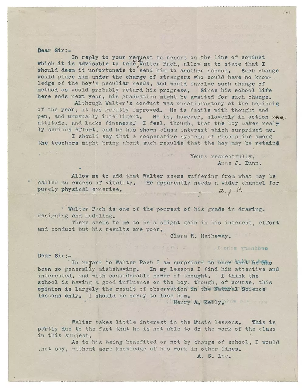 Selección adicional da carta de 1895 a Gotthelf Pach sobre o seu fillo, Walter