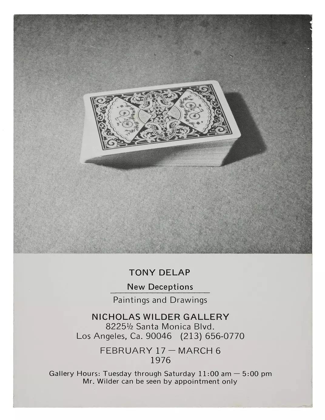 Annuncio per la mostra Tony DeLap, New Deceptions