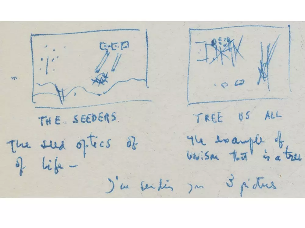 Detalye mula sa liham ni Roberto Matta kay Allan Frumkin, circa 1952. Allan Frumkin Gallery records, 1880-2016. Mga Archive ng American Art, Smithsonian Institution.