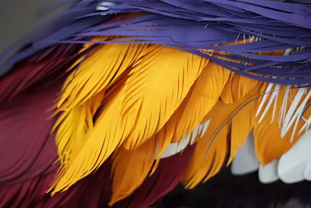 Un regard attentif sur les plumes de la sculpture de grue de Herrera.