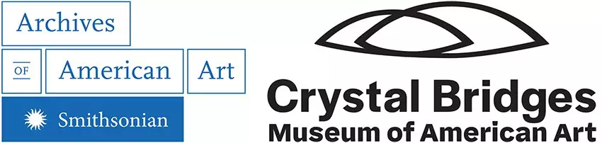 Америкалык искусство архивинин жана Crystal Bridges Америка искусство музейинин графикалык логотиптери.