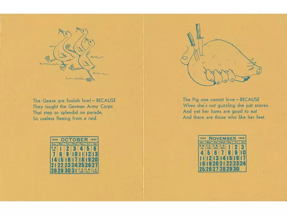 Уильям Адамс Деланогийн шүлгүүд болон Тина Сафранскигийн зургуудтай хуанли, 1945. Артур Синклер Ковейгийн баримтууд, 1882-1960. Америкийн урлагийн архив, Смитсоны хүрээлэн.