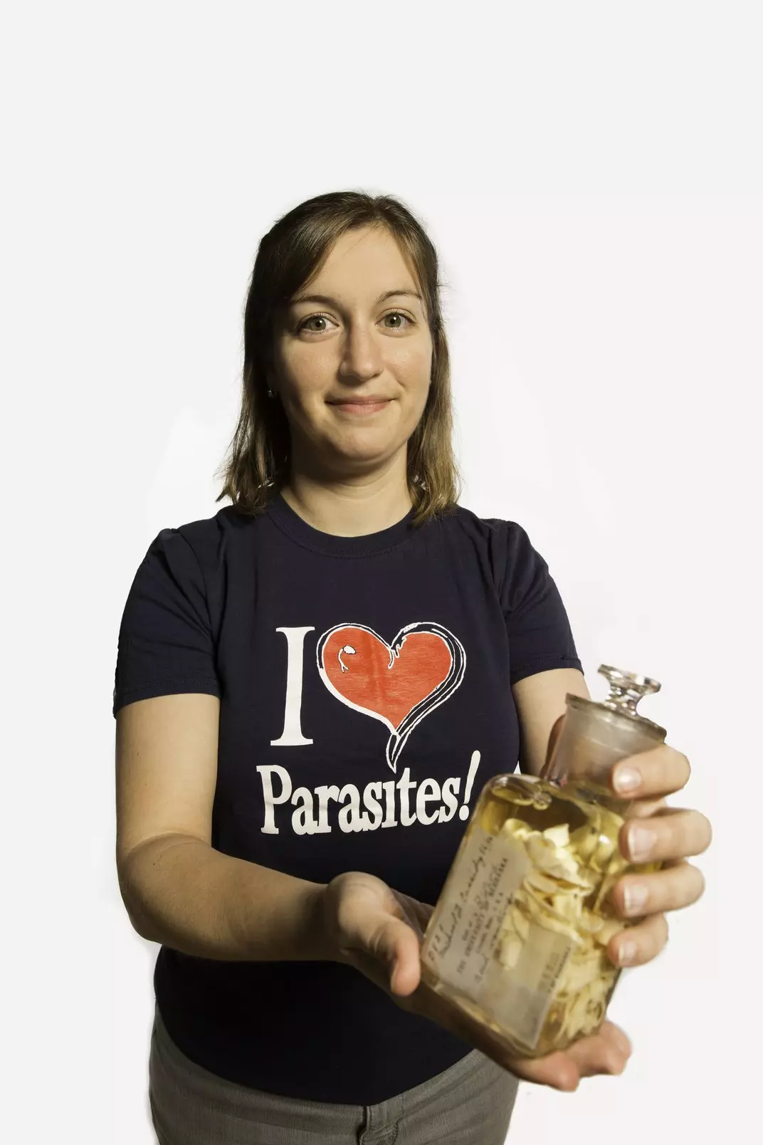 Smithsonian Curator Anna Phillips wearing a black shirt that reads 