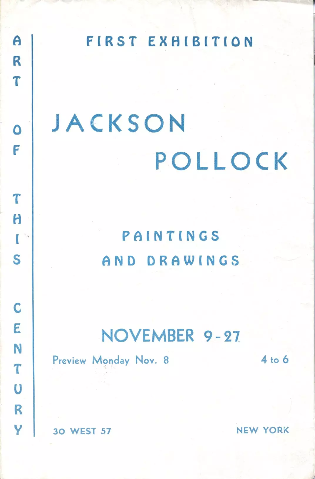 Catalogul expoziției Jackson Pollock la Betty Parsons Gallery