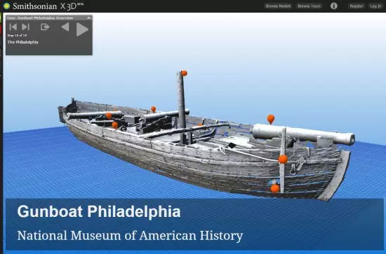 Representació en 3D de la Gunboat Philadelphia