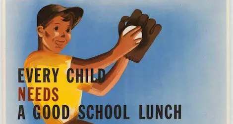 โปสเตอร์โปรแกรมอาหารกลางวันของโรงเรียน