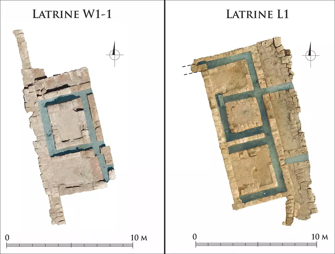 Latrini L1 u W1-1 konnessi max-xatt artifiċjali. Il-post tad-drenaġġ huwa mmarkat bil-blu.