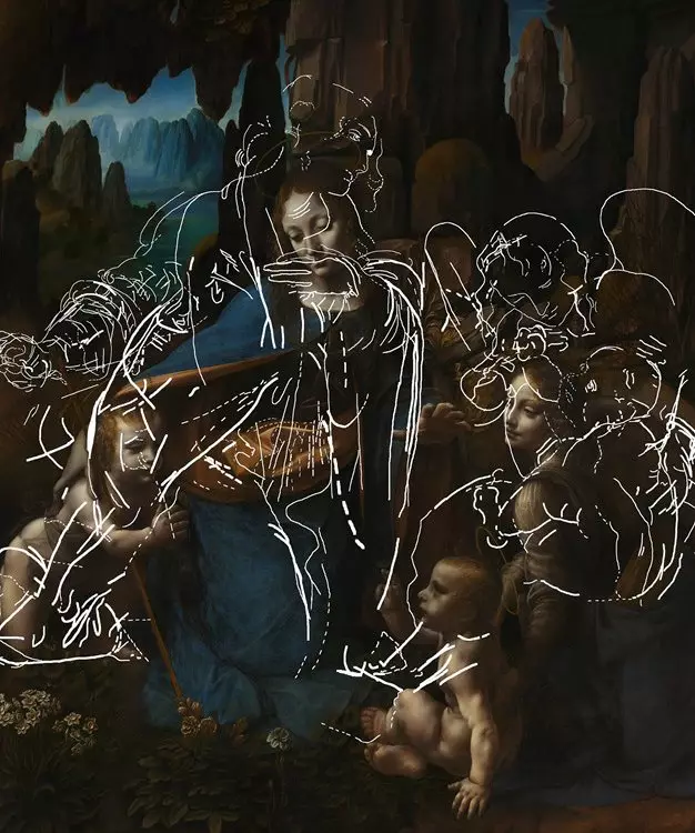 Pencitraan Ngungkapake Leonardo da Vinci Gulat Kanthi Komposisi 'The Virgin of the Rocks'