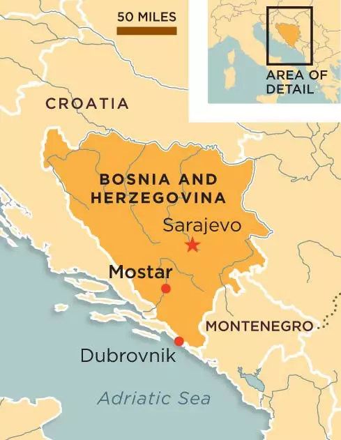موستار البوسنة والهرسك الخريطة