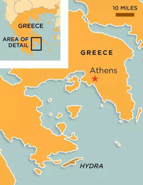 Hydra Greece map