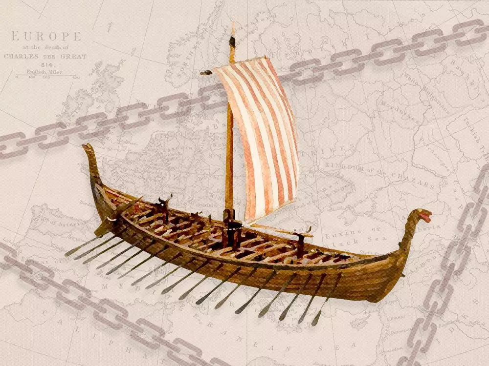 Илустрација на викиншки брод